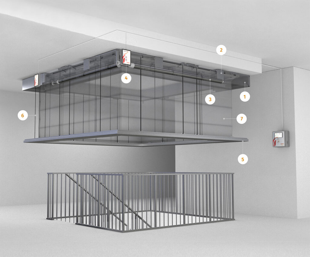 Concertina smoke curtain MSB-BLIND DH-60 TECNITEX